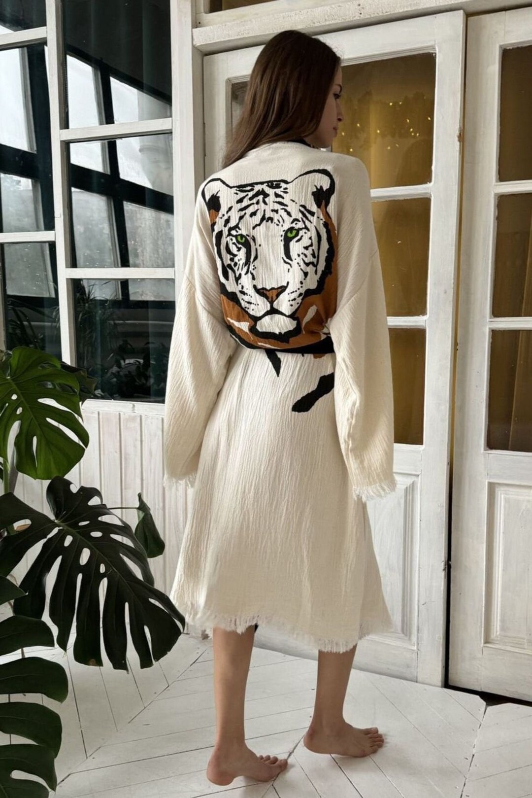 Tiger Head Robe/kimono, Extremely Breathable, Lightweight, Absorbent ...