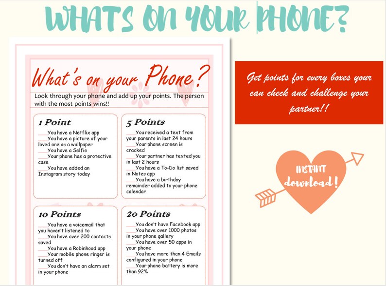 Valentine's Day Couples Game, Valentine's Day Printable, Valentine's ...