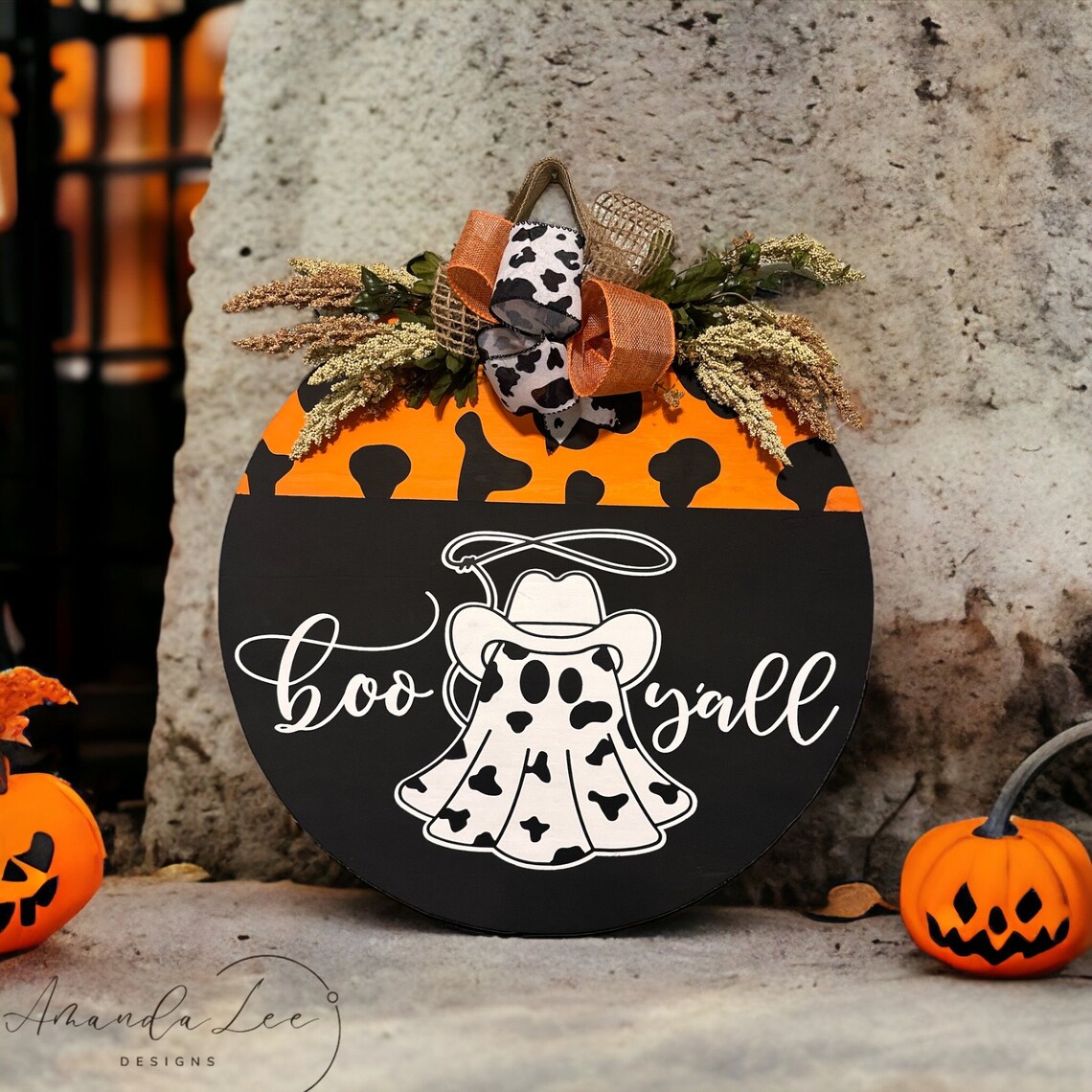 Halloween Cowboy Ghost Door Hanger, Boo Y’all, Wood Sign, Farmhouse ...