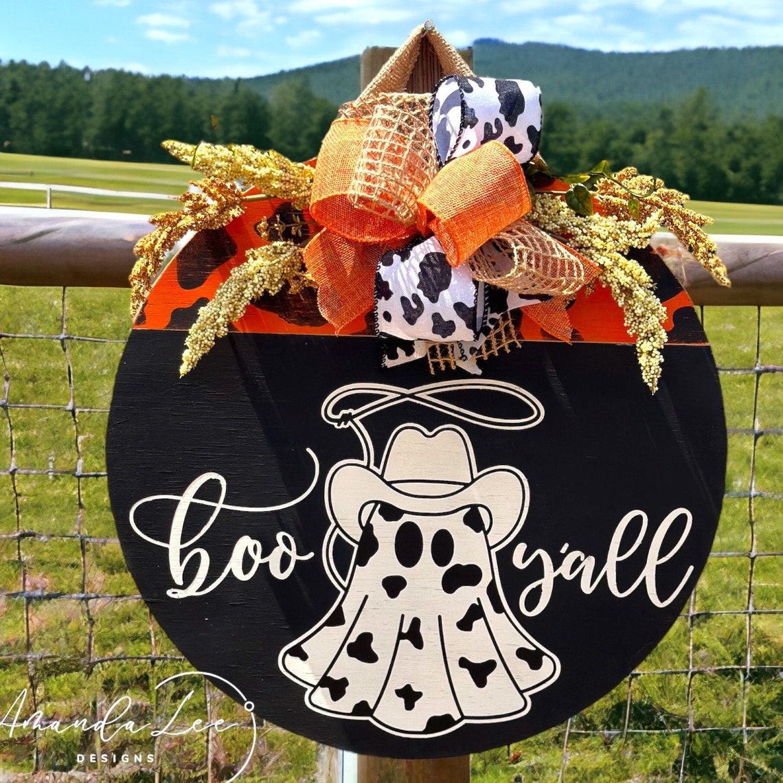 Halloween Cowboy Ghost Door Hanger, Boo Y’all, Wood Sign, Farmhouse ...