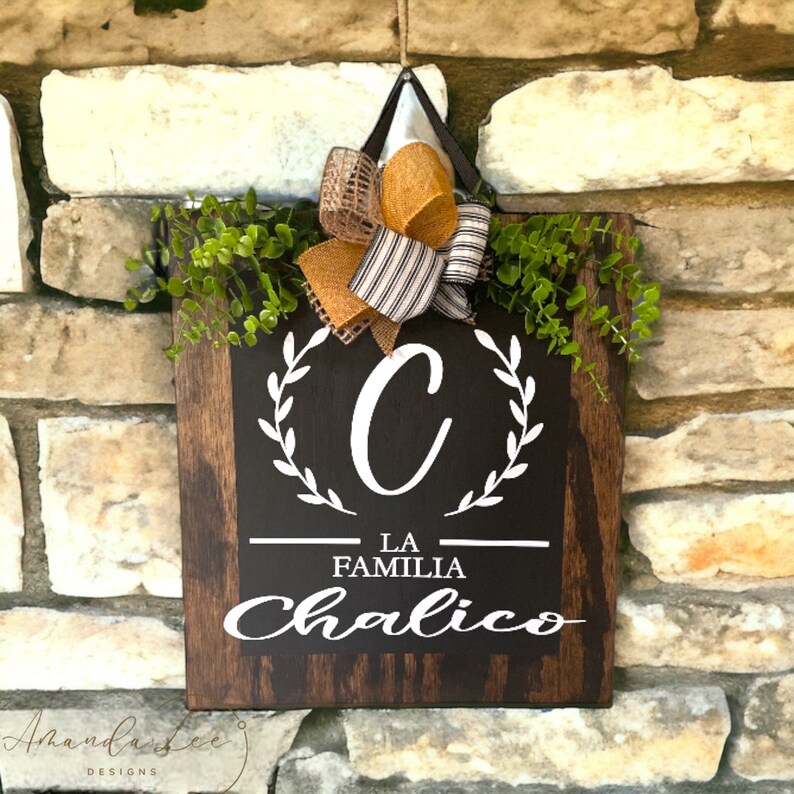 Personalized Spanish Last Name Sign, La Familia Door Hanger, Monogram ...