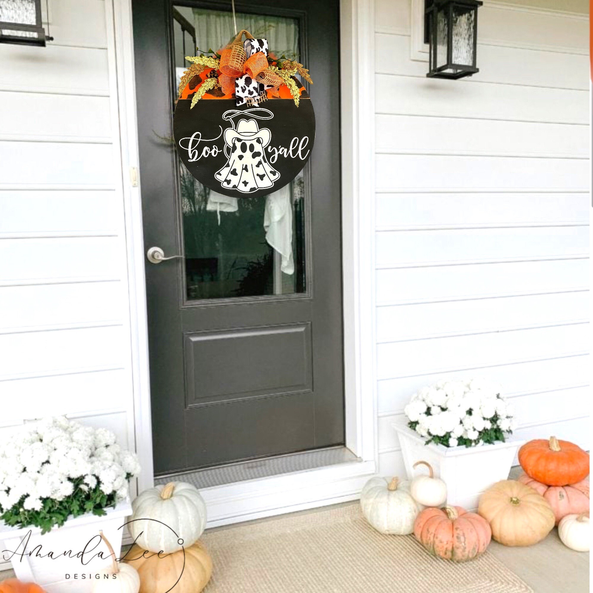 Halloween Cowboy Ghost Door Hanger, Boo Y’all, Wood Sign, Farmhouse ...