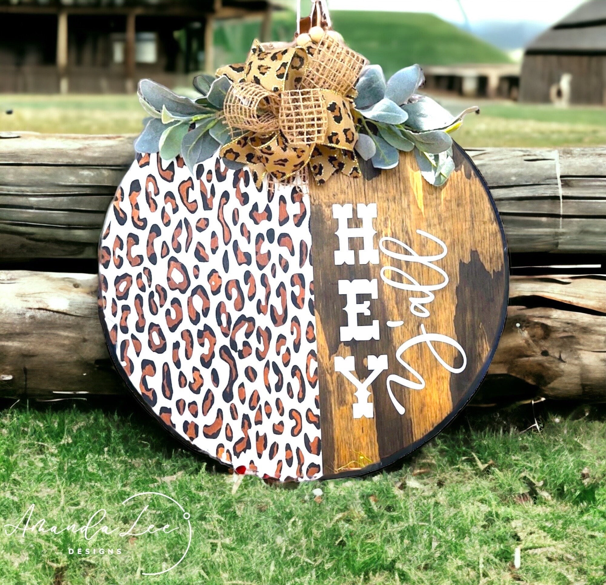 Cheetah Print Hey Y'all Door Hanger - Leopard Print Decor ...