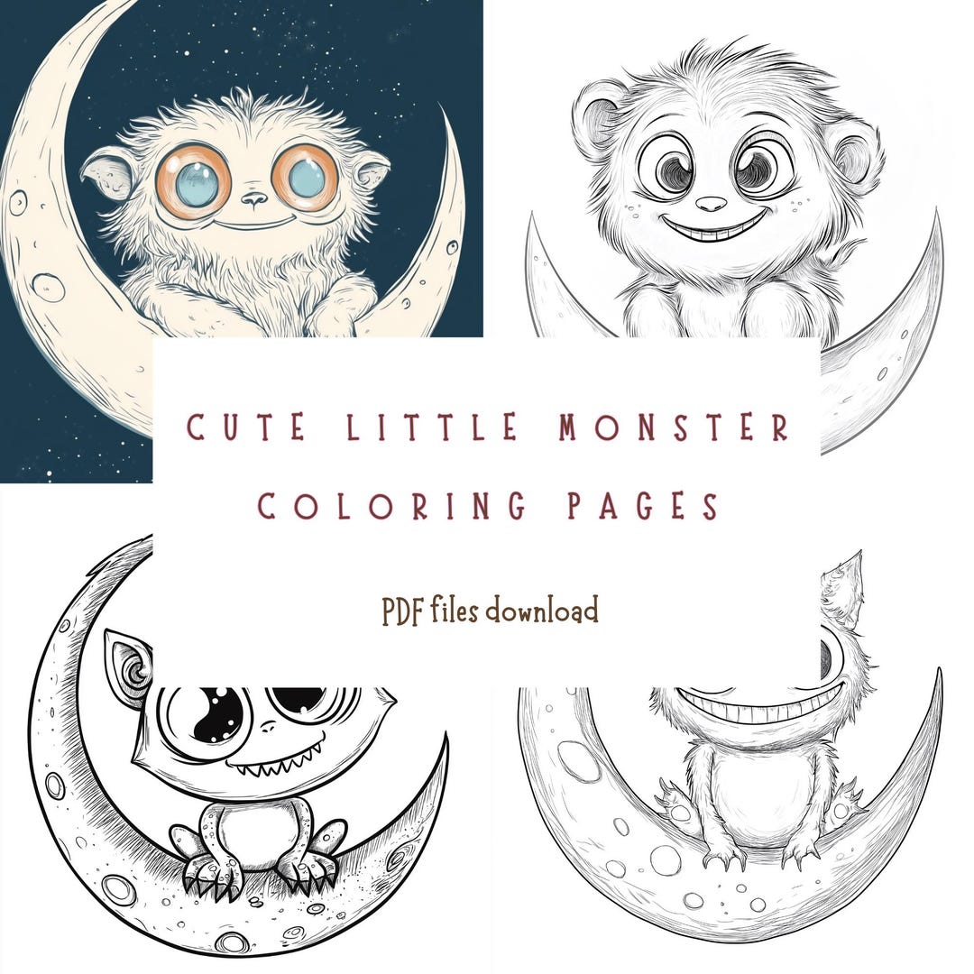 5 Cute Little Monsters Coloring Pages for Children and Adults - Etsy