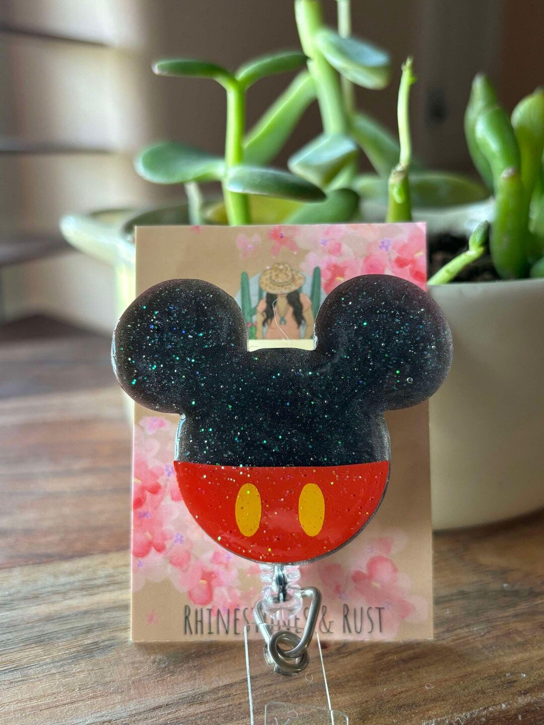 Mickey Mouse Glitter Badge Reels - Customized Id/badge Holders - Work ...