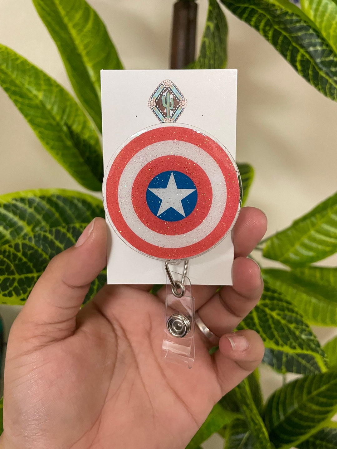 Captain America Superhero Handmade Glitter Badge Reels - Customized Id ...