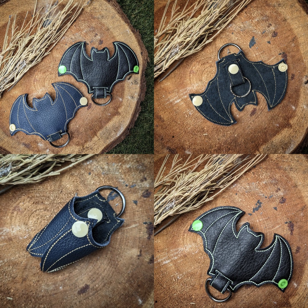 Bat Key Holder, Keyring, Genuine Leather, Reclaimed Leather, Gothic ...