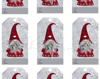 Gnome Christmas Tags | Etsy