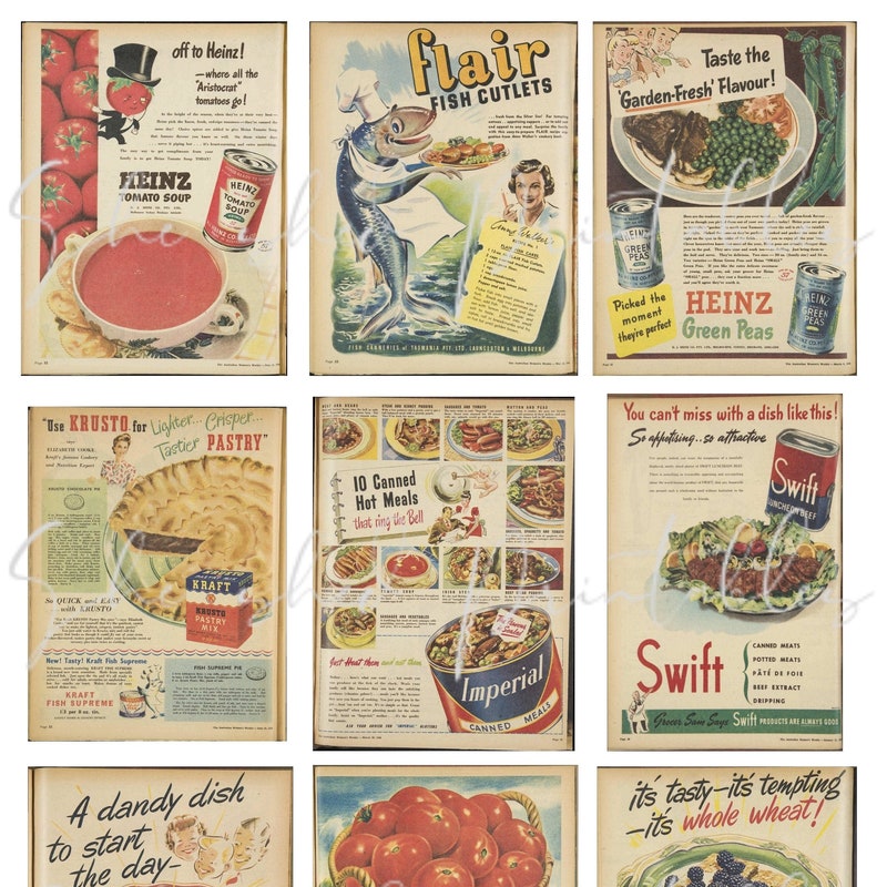 Vintage Food Labels Advertisements in Color Digital Download, Vintage ...