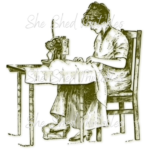 Woman Sewing Clipart - Etsy