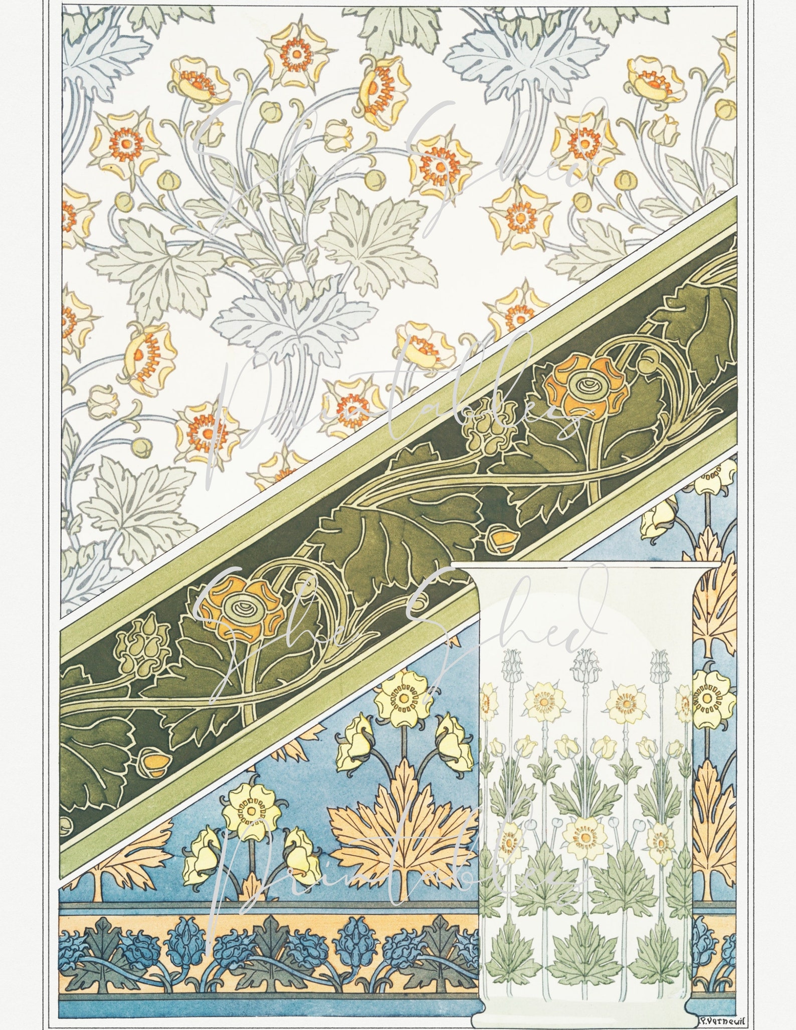 Buttercup Pattern Print Wallpaper Digital Paper, Vintage, DIY Crafts ...