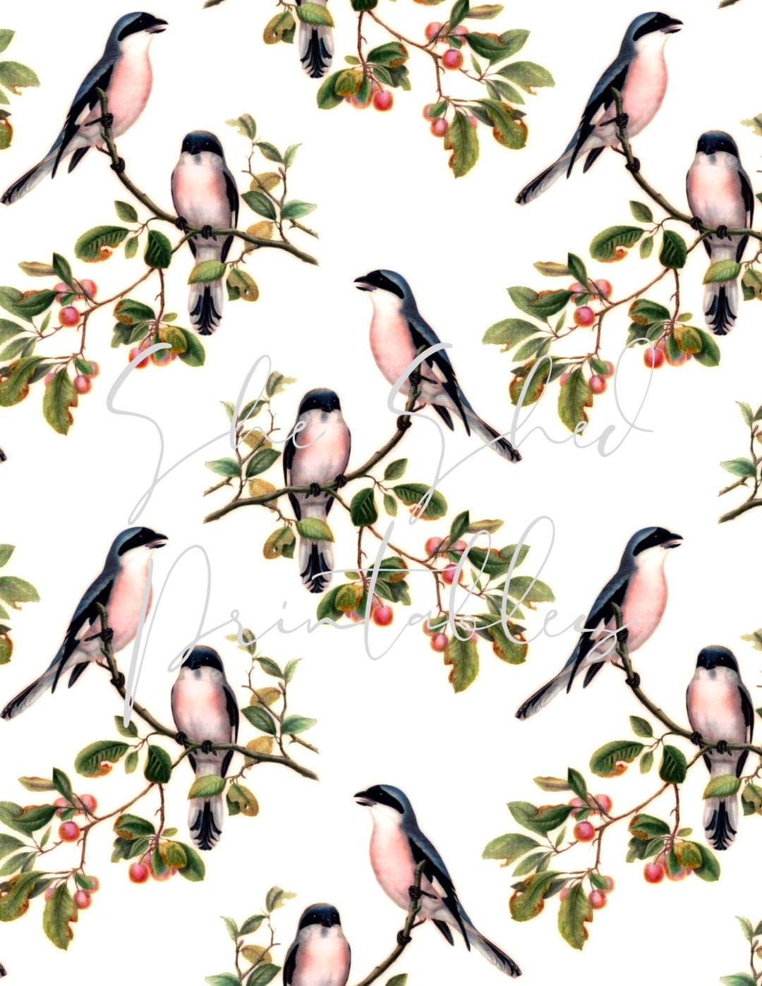 Vintage Bird Pattern Digital Paper Printable Vintage, DIY Crafts, JPG ...