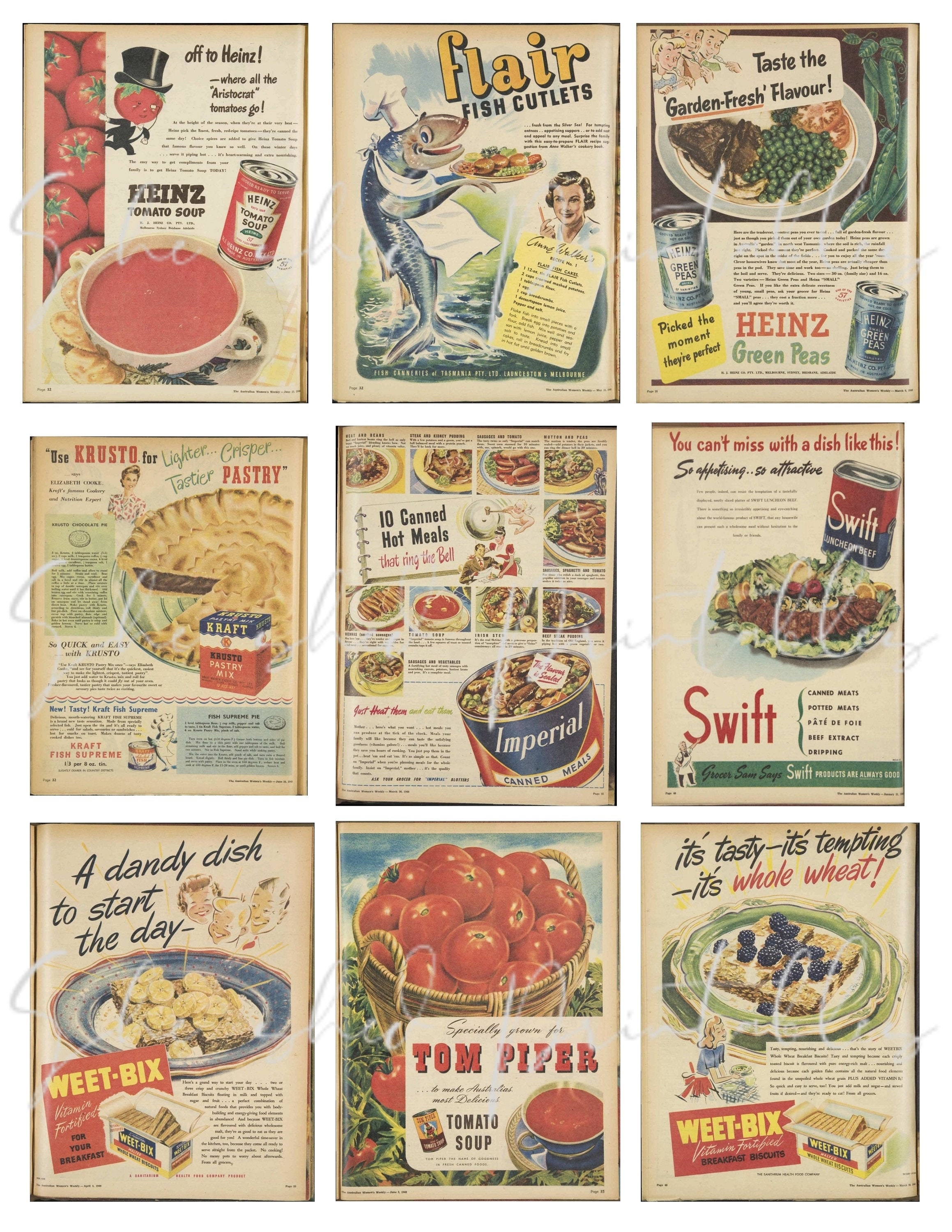 Vintage Food Labels Advertisements in Color Digital Download Vintage ...