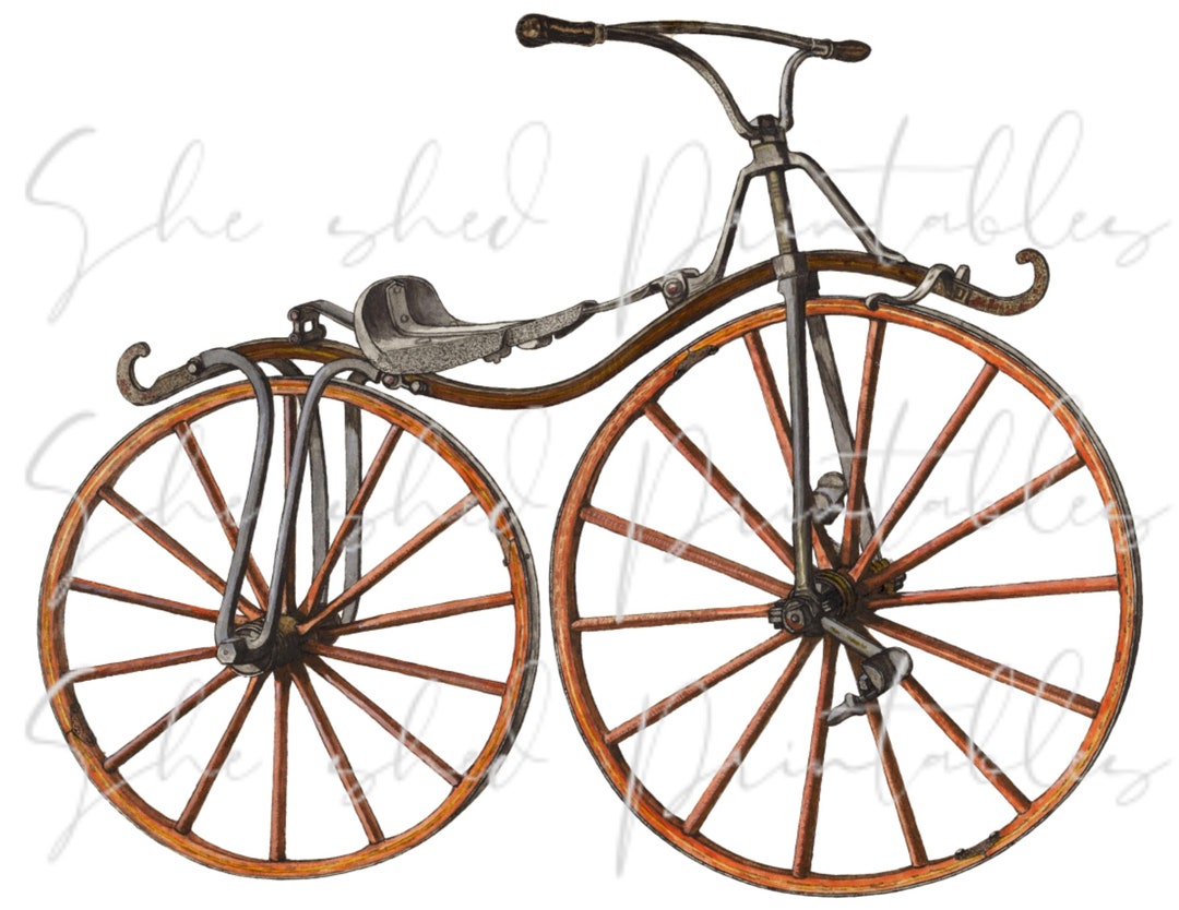 Vintage Bicycle Illustration Digital Download, DIY Crafts, Clipart, JPG ...