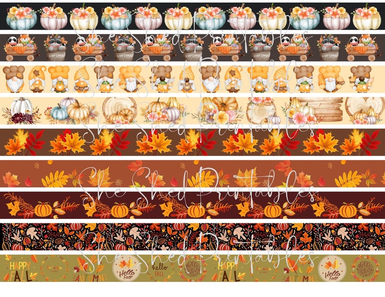 Fall Digital Washi Tape Digital Download Embellishment - Etsy
