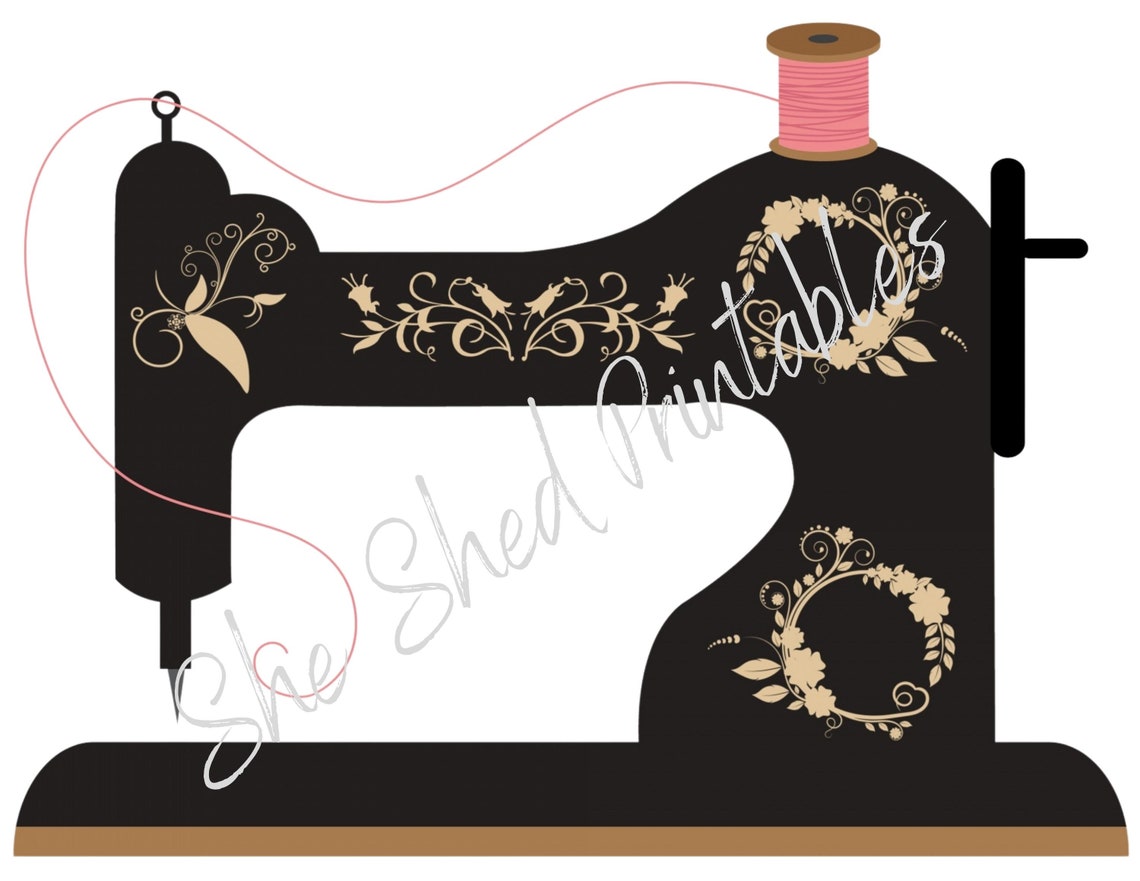 Vintage Sewing Machine Silhoutte Digital Download, DIY Crafts, Clipart ...