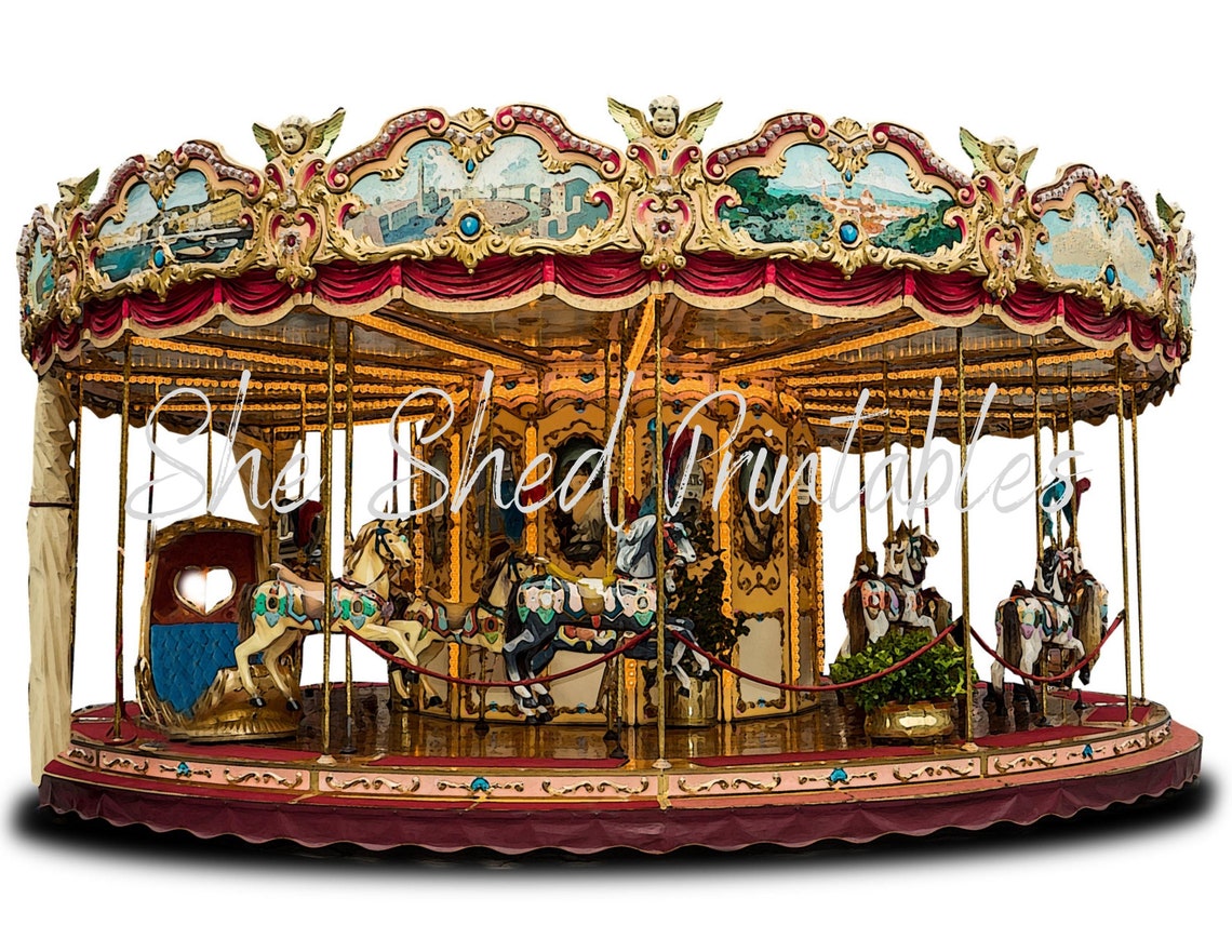 Carousel, Merry Go Round, Carnival, Victorian Digital Download, Vintage ...
