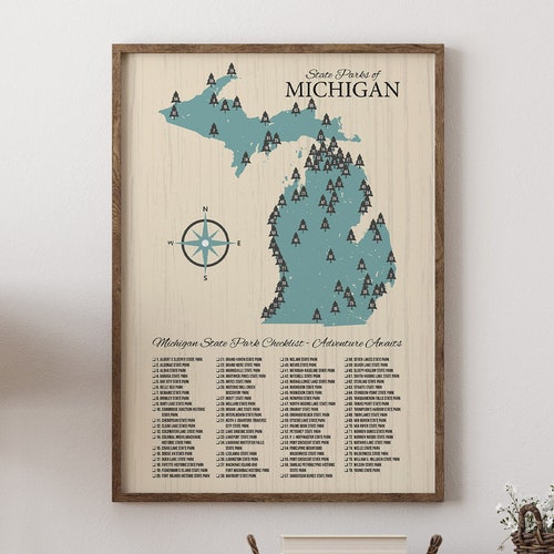 Michigan State Parks Map - Etsy