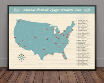 Nfl Stadium Map - Etsy