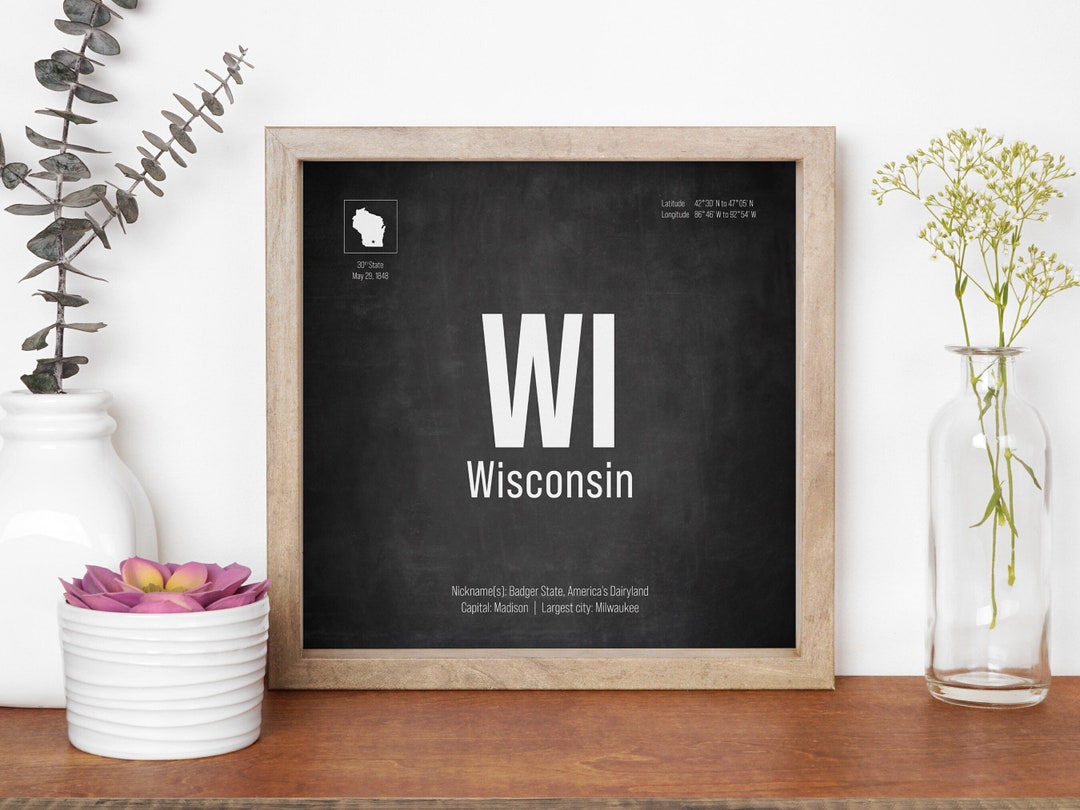 WI Poster Wisconsin Infographic Print Wisconsin State - Etsy