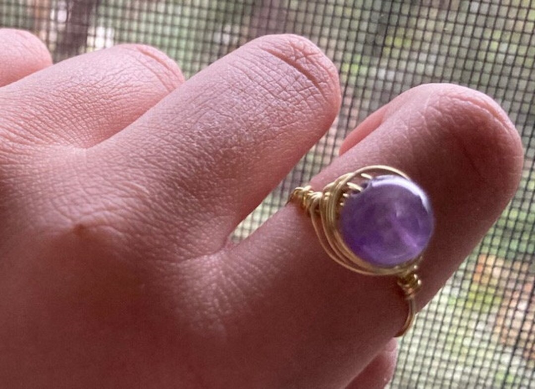 Amethyst Wire Rapped Ring - Etsy