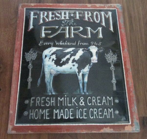 Embossed Dairy COW Farm Signprimitive/french Country Kitchen Farmhouse ...
