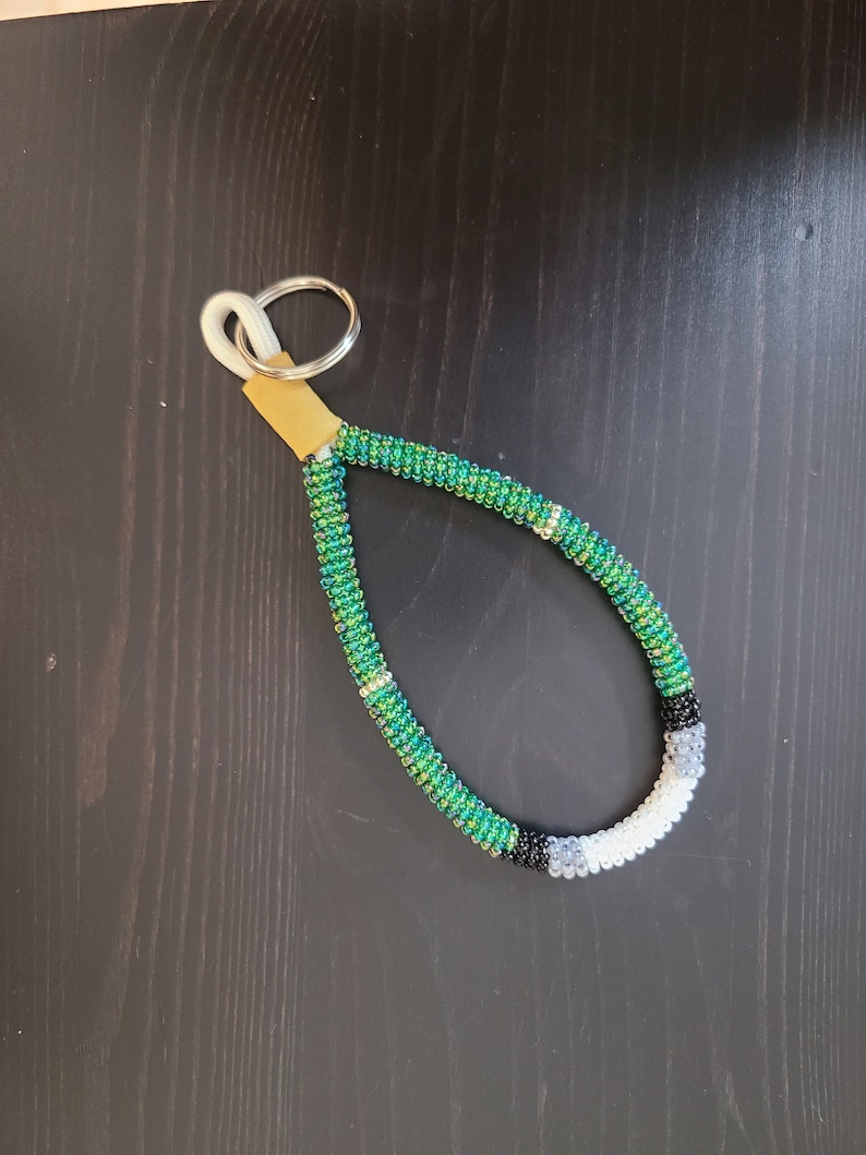 Beaded Keychain-lanyard-wristlet, Native Beaded Key Chain, Indigenous ...