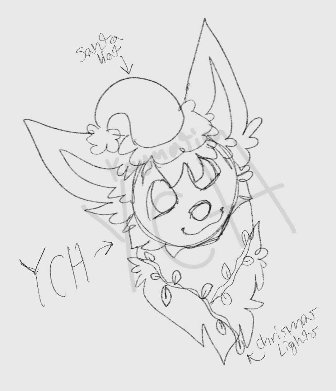 Cute Christmas Lights and Santa Hat Furry Fursona YCH ***READ ...