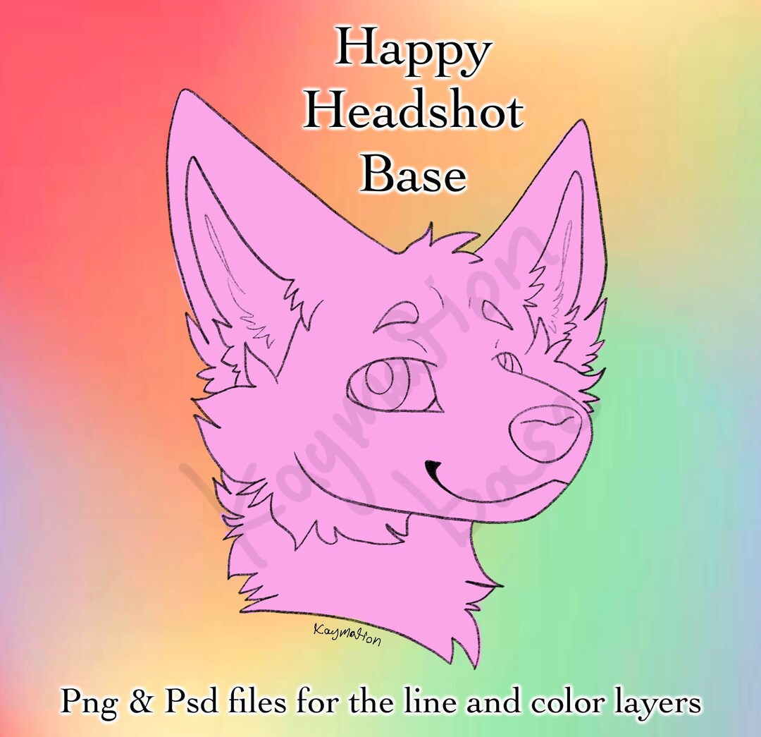 Furry Fursona Happy Headshot Base Png & Psd Lineart and Color Layers ...