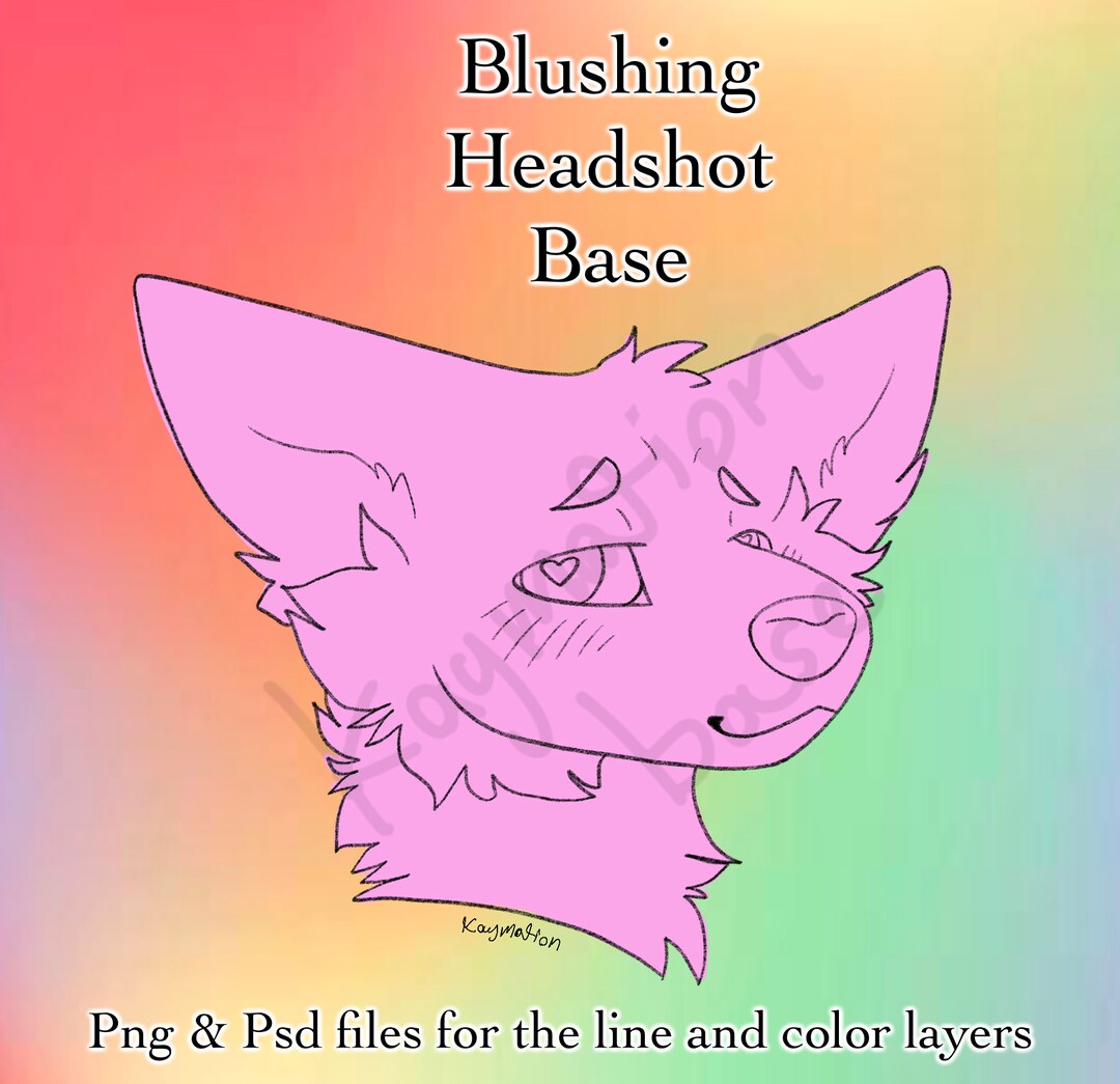 Furry Fursona Blushing Headshot Base Png & Psd Lineart and Color Layers ...