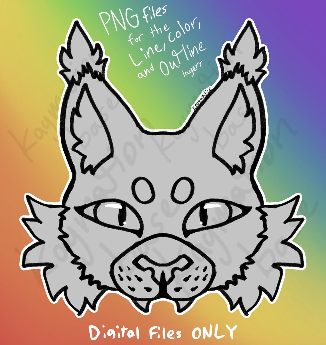 Lynx Cat Therian Mask Base Png Files for the Lineart, Color, and ...