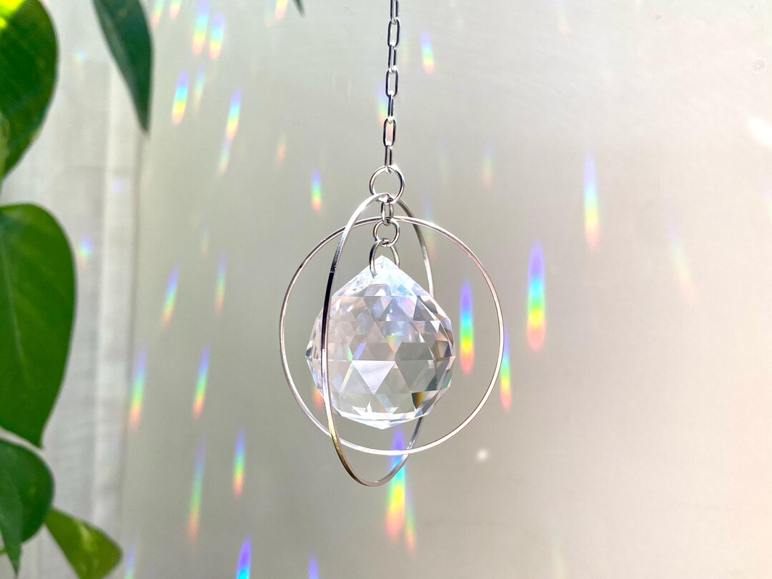 Small Planet Crystal Suncatcher (silver), Prism Suncatcher, Light ...