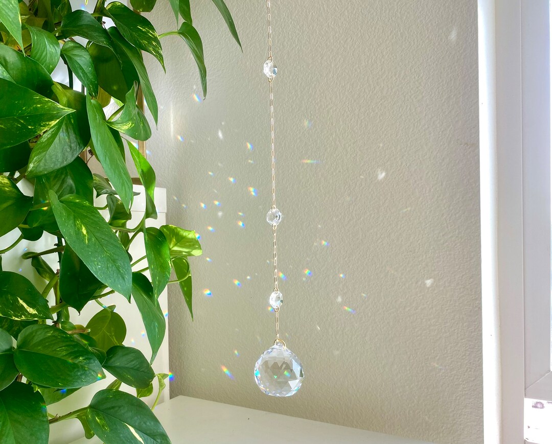 Gold Dripping Gem Crystal Suncatcher: Rainbow Maker, Gift Ready - Etsy