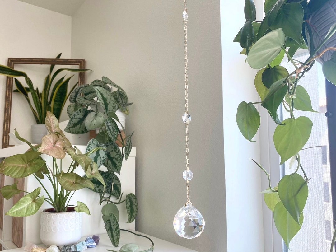 Gold Dripping Gem Crystal Suncatcher: Rainbow Light Catcher, Home Decor ...