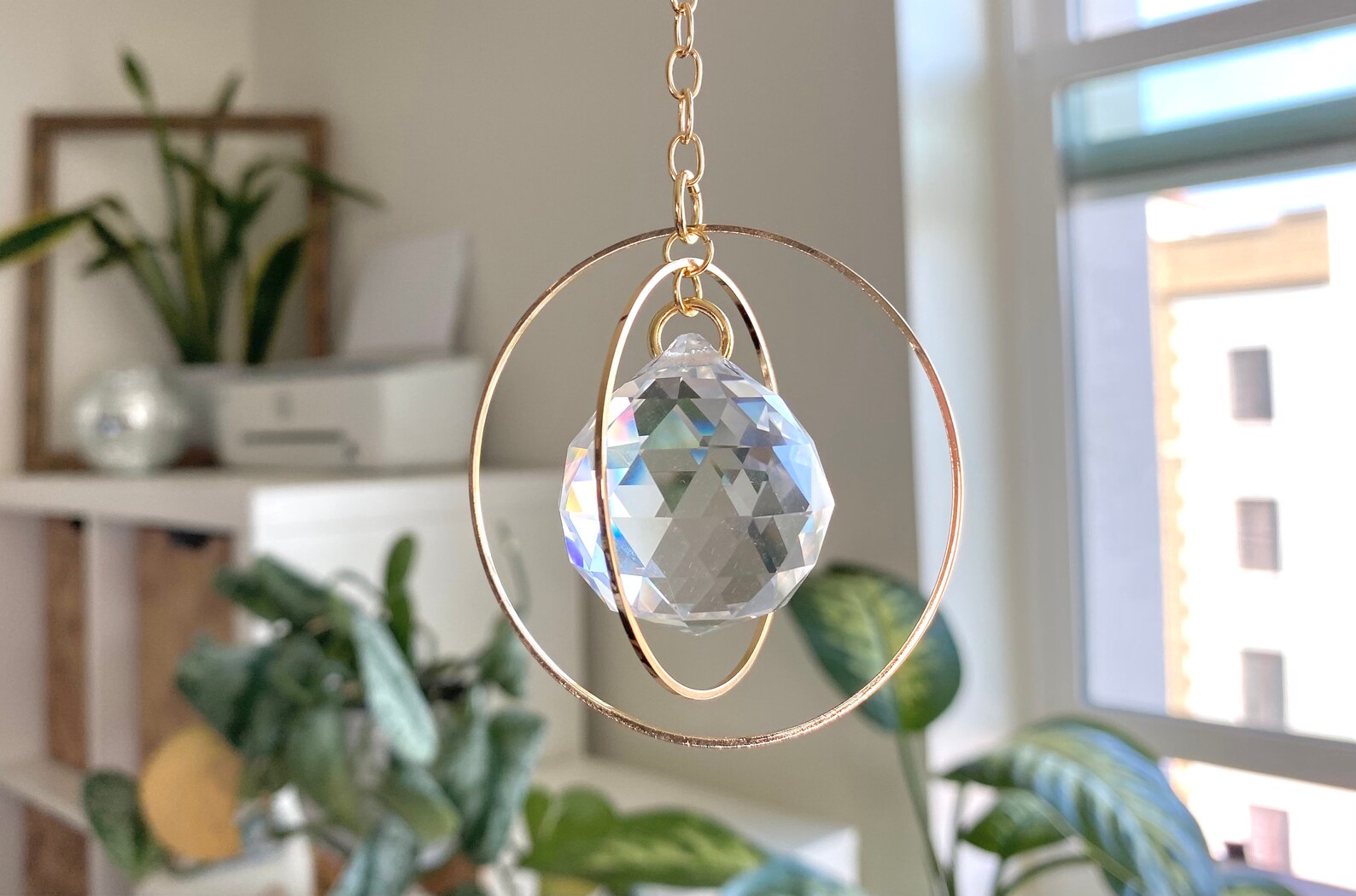 Double Ring Planet Crystal Suncatcher Rainbow Maker Saturn - Etsy