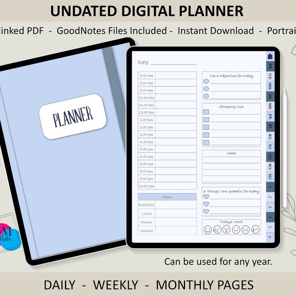 Undated Digital Planner Portrait - Etsy