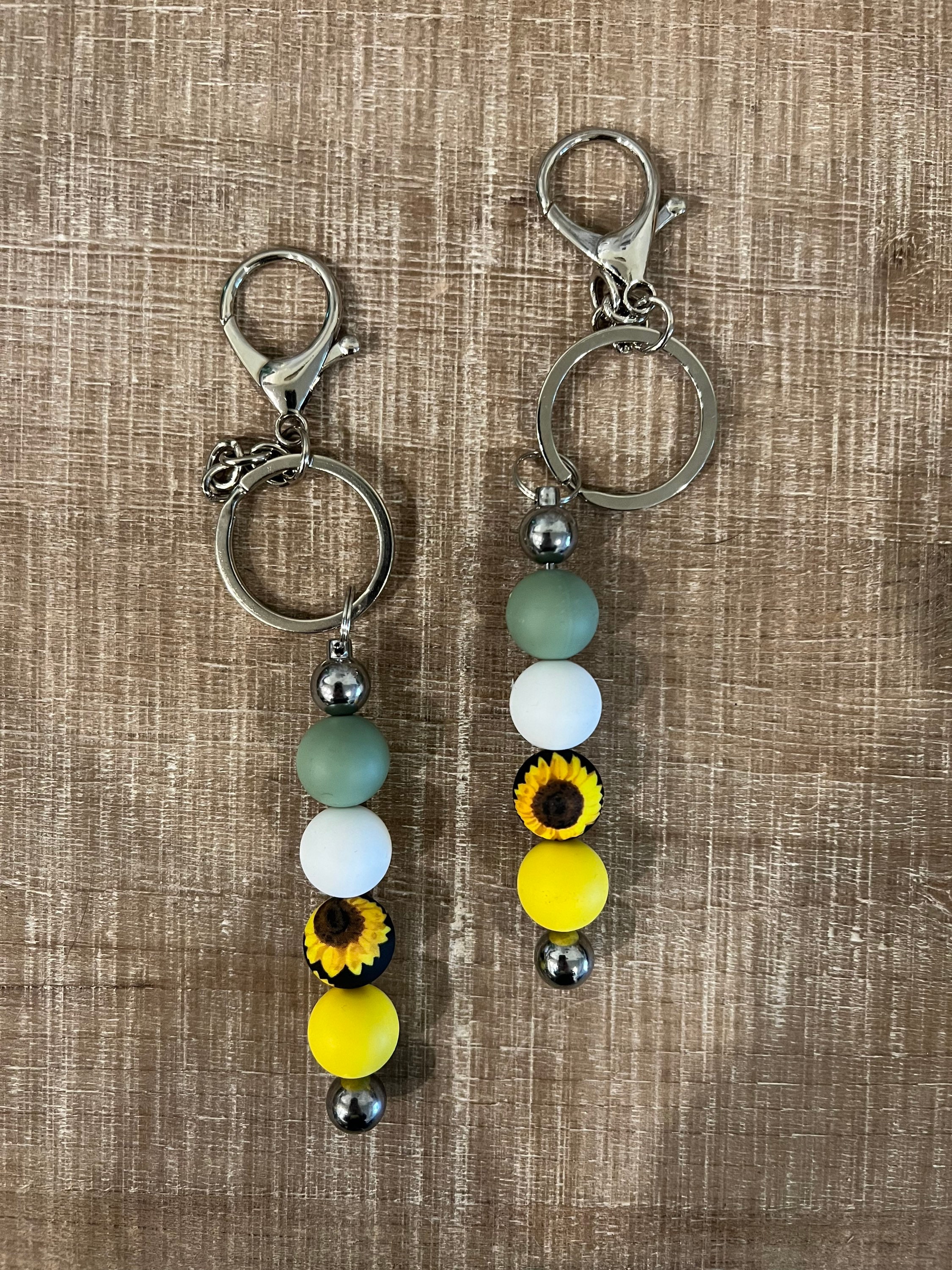 Sunflower Beaded Keychain - Etsy