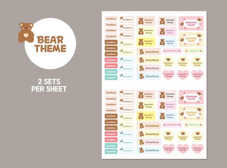 Name Sticker / Cute Animal Theme Sticker / School Supply Stickers ...