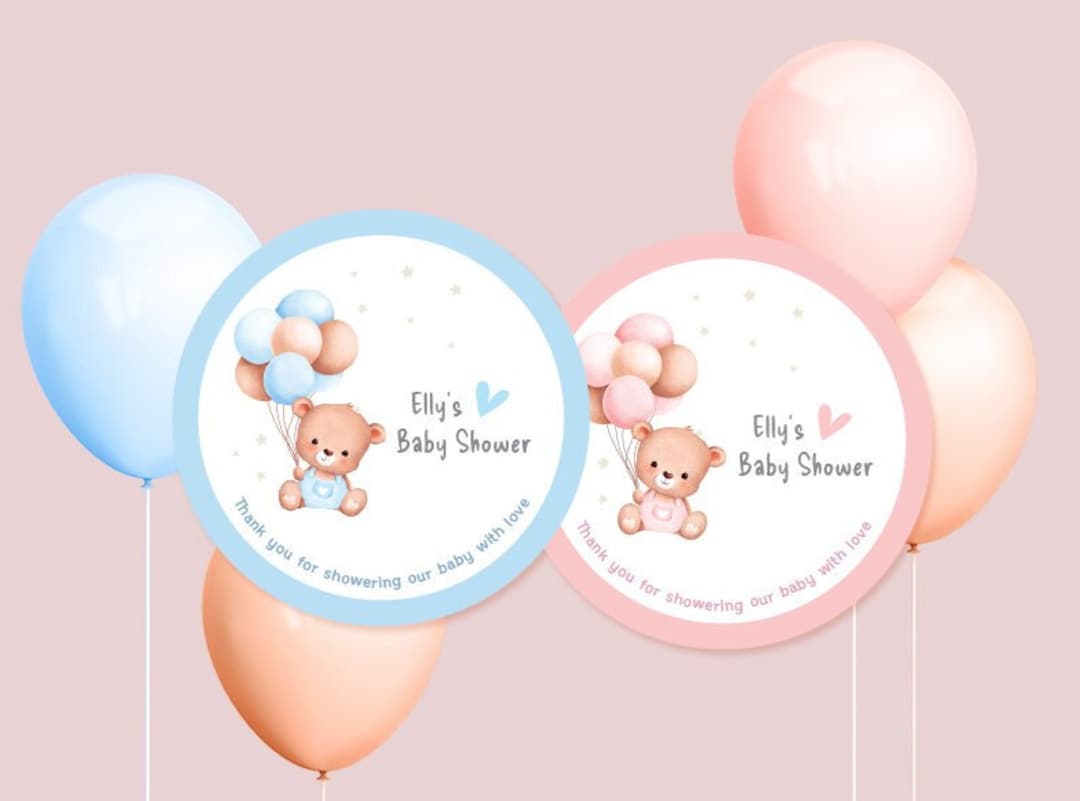 Baby Shower Stickerpersonalized Baby Shower Stickerbaby Bear ...