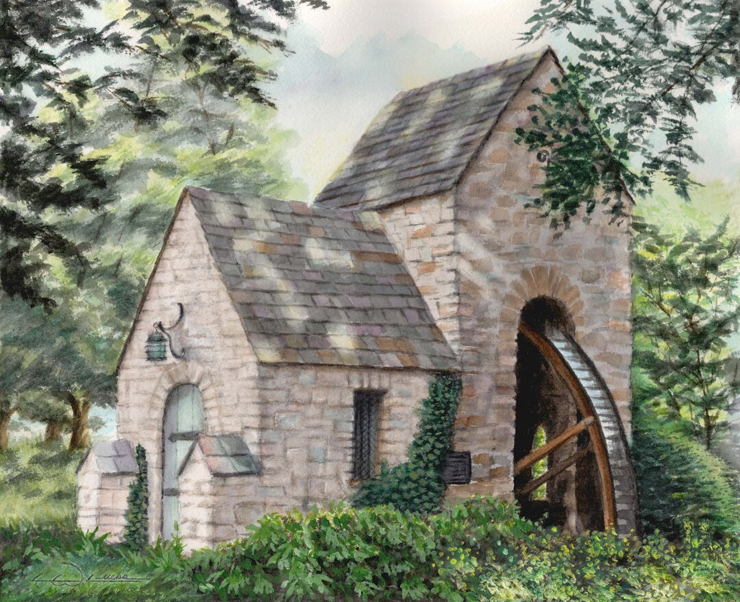 Waterwheel House Giclée Print - Etsy