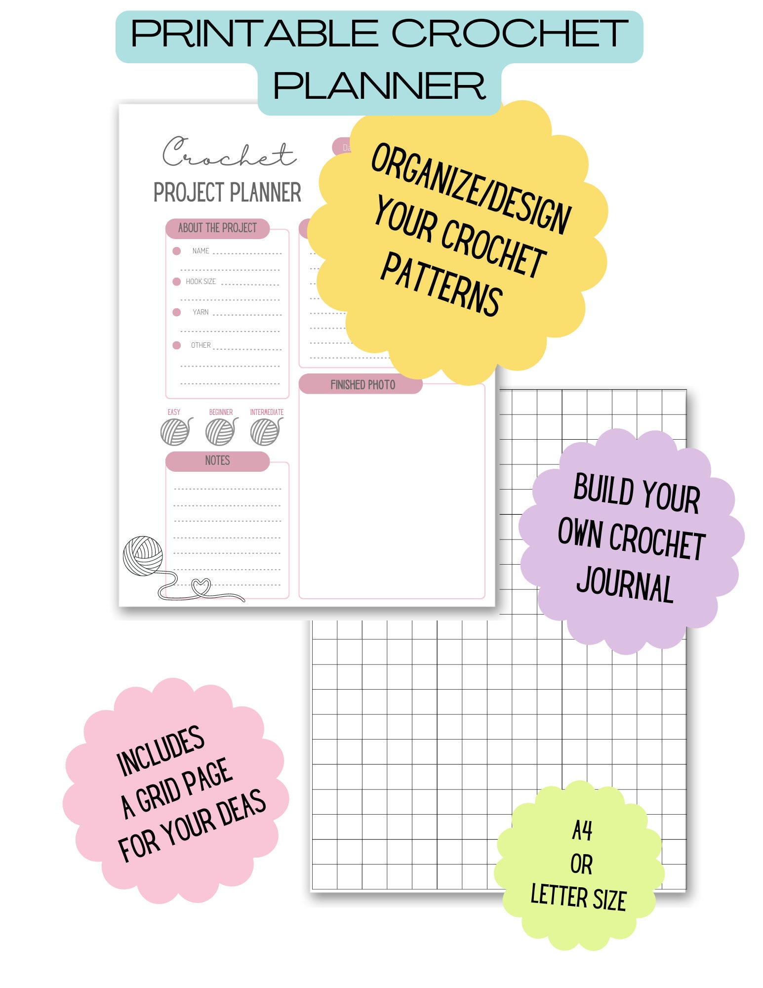 Printable Crochet Planner, Crochet Planner, Crochet Project Planner ...