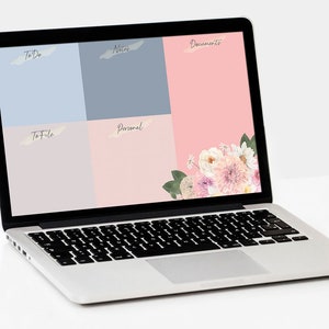 Floral Desktop Organizer Wallpaper, Desktop Background, Instant ...