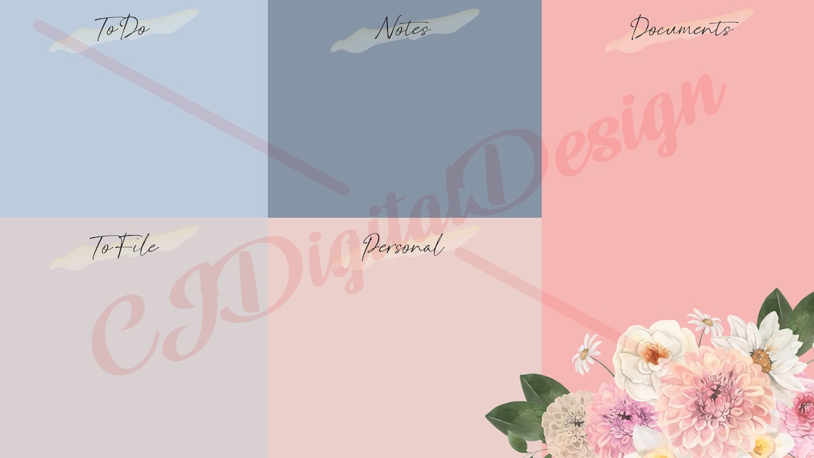 Floral Desktop Organizer Wallpaper, Desktop Background, Instant ...