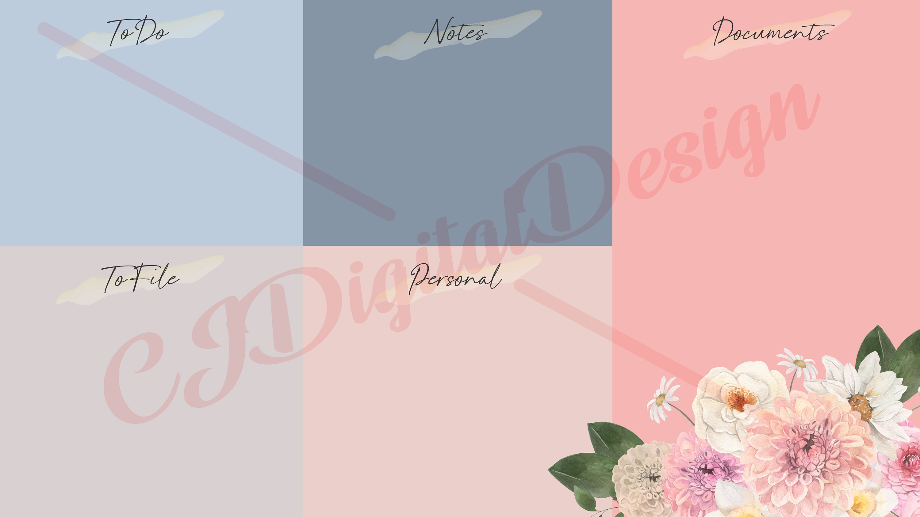 Floral Desktop Organizer Wallpaper, Desktop Background, Instant ...