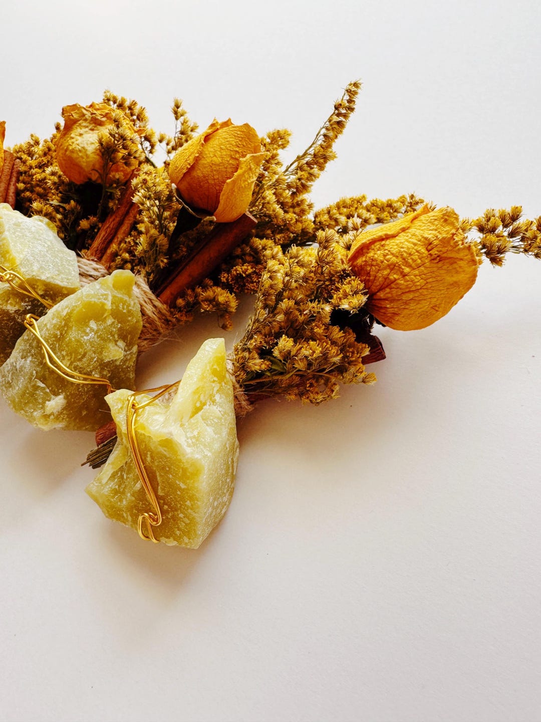 Yellow Rose, Cinnamon, and Lemon Quartz Crystal Floral Wand| Energy ...