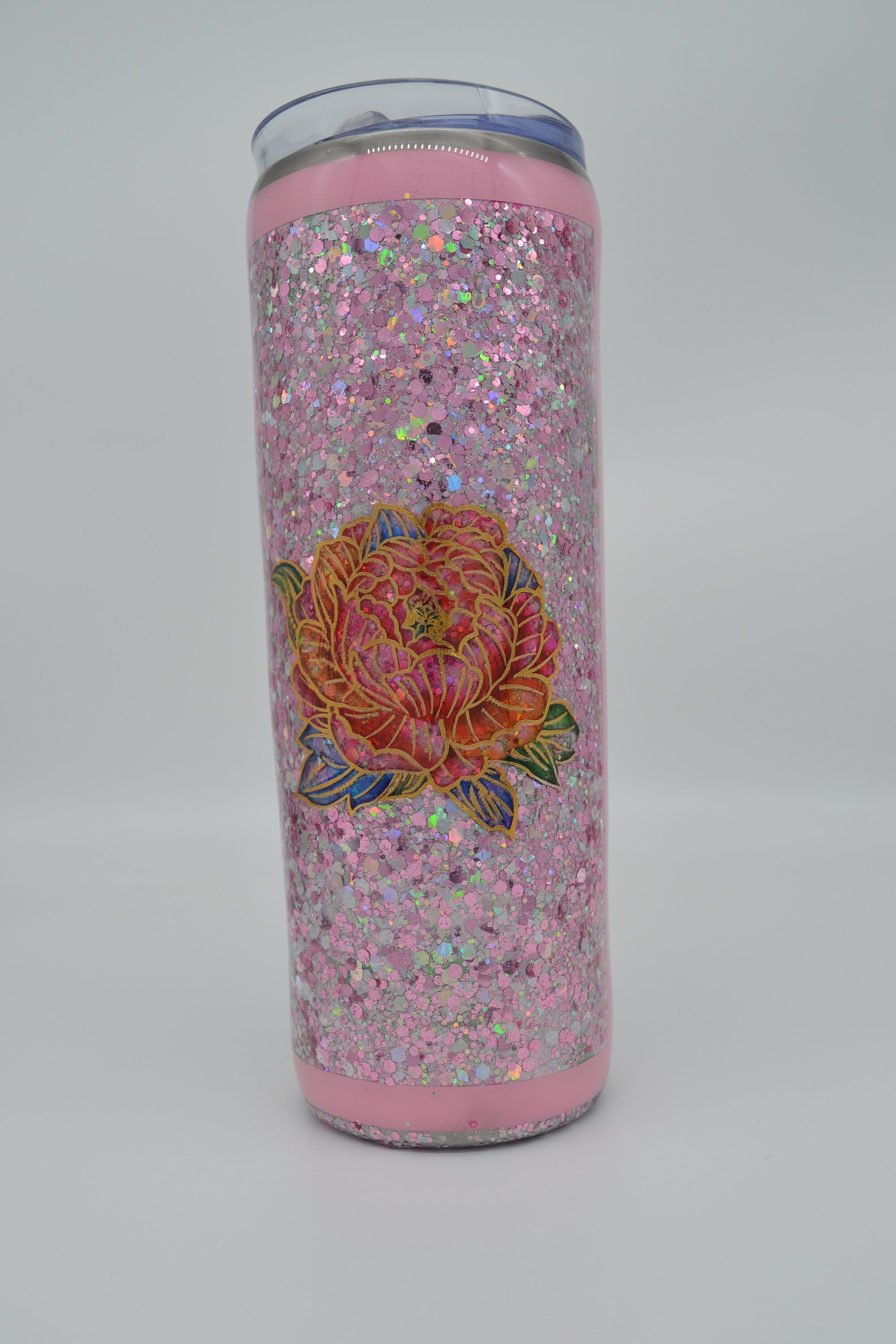 20oz skinny split rosa floral brillo / vaso de vinilo - Etsy España