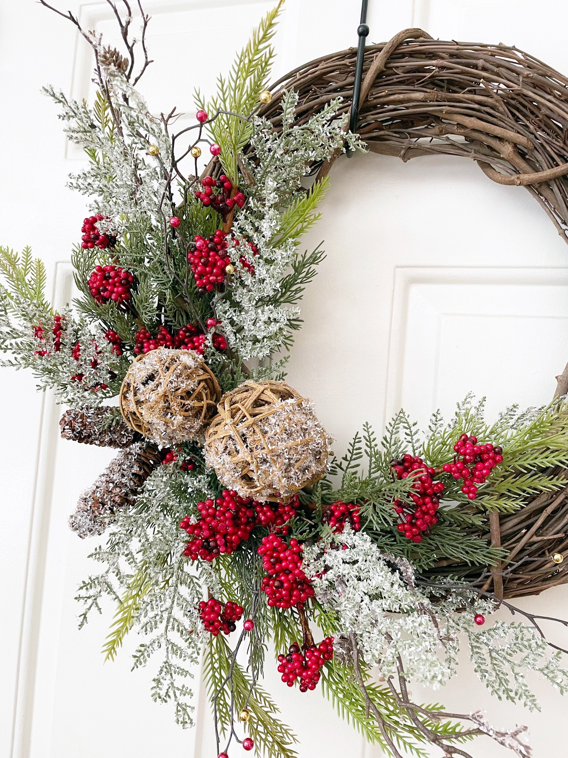 Christmas Wreath, Sparkly Wreath, Winter Greenery Wreath, Fancy Wreath ...