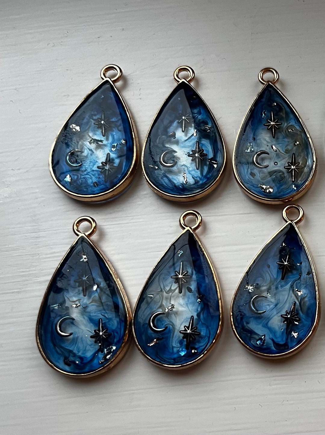 Starry Night Resin Bezel Earrings - Etsy