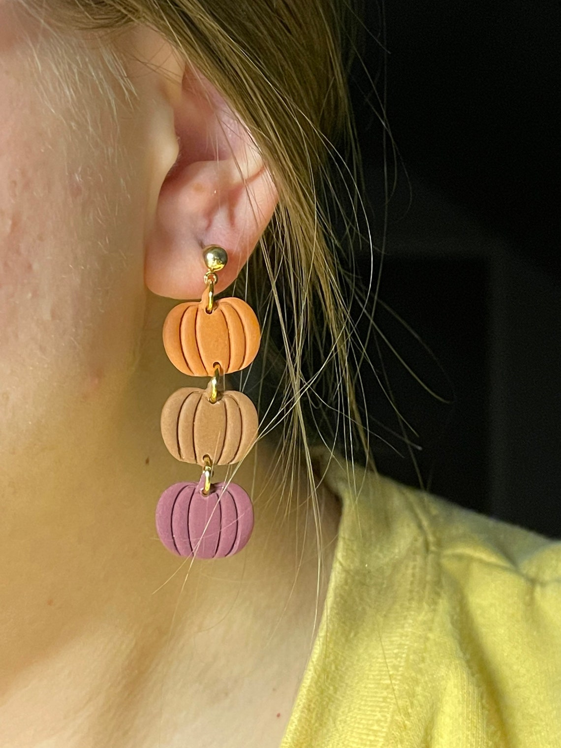 Autumn Leaf Earrings | Fall Pumpkin Dangle Earring | Clay Statement ...