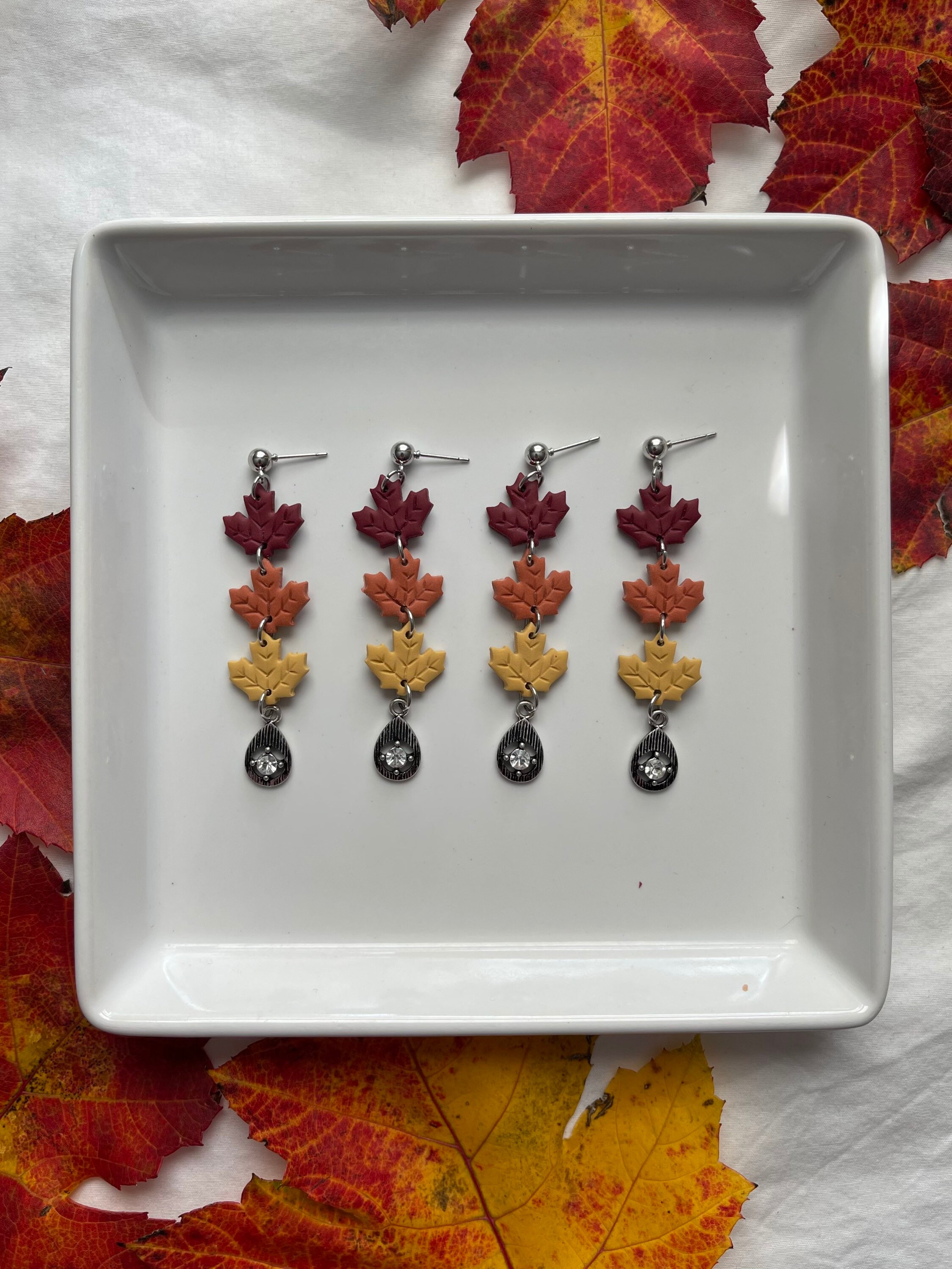 Autumn Leaf Earrings | Fall Pumpkin Dangle Earring | Clay Statement ...